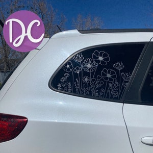 Wild Flowers Car Decal, Car Window Decal, Vinyl Decal Sticker, Rear ...
