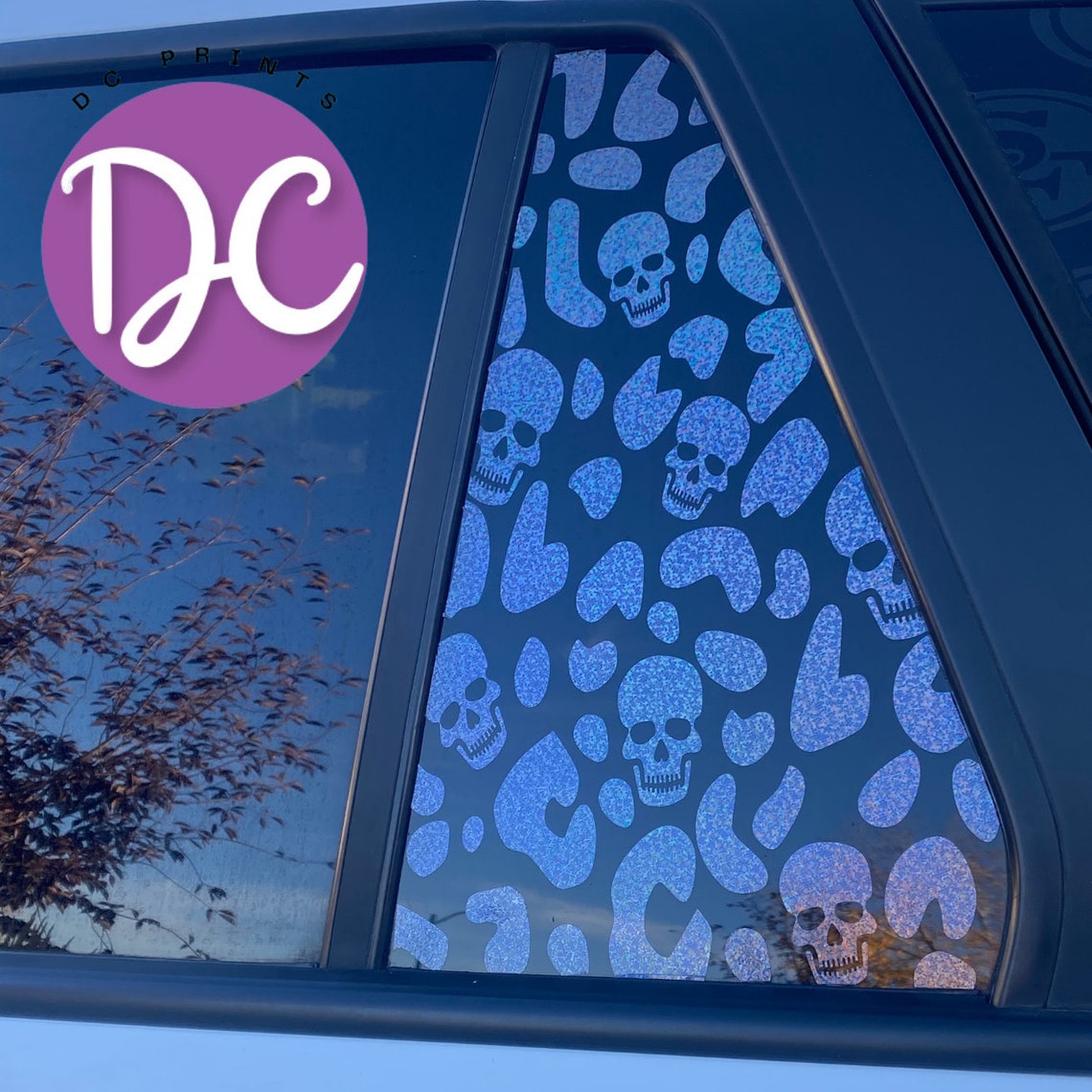 Skull Leopard Print Car Decal Car Window Decal Vinyl Decal Sticker Rear Window Decal Quarter