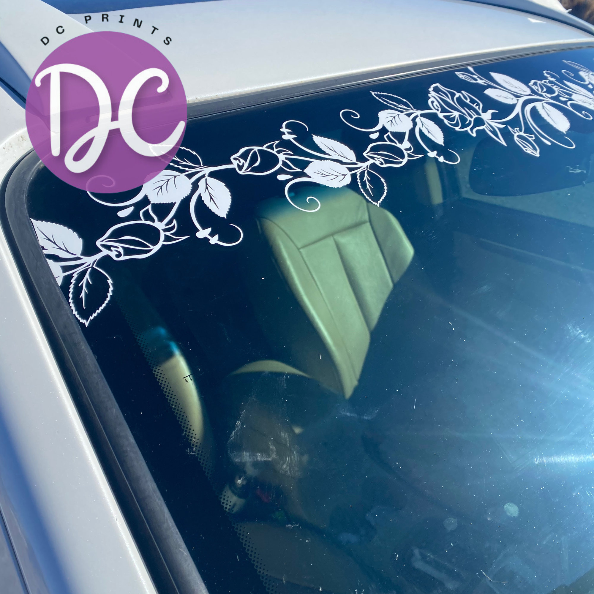 Rose Vine Car Decal, Windshield Banner Decal, Vinyl Decal Sticker, Car ...