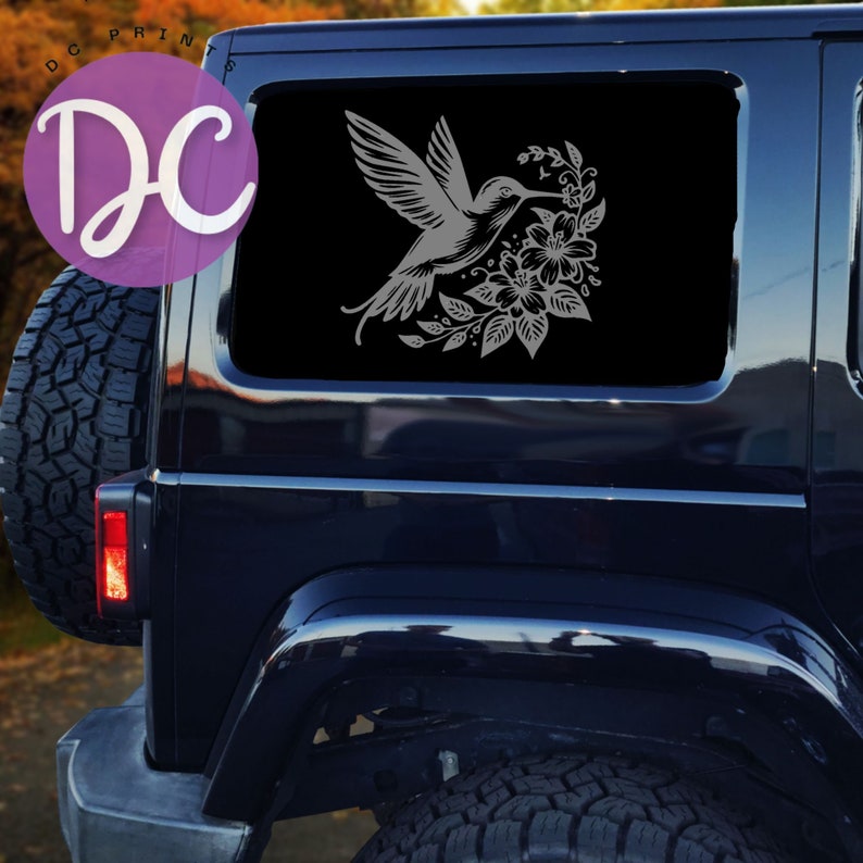 Hummingbird Car Decal: Floral Vinyl Window Sticker - Etsy