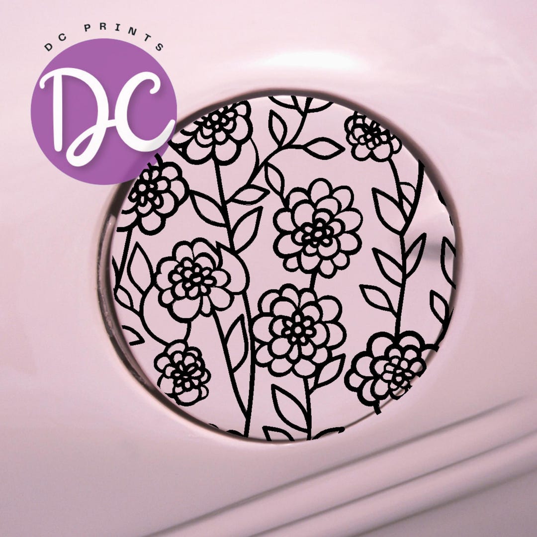 Floral Gas Cap Car Decal, Car Window Decal, Vinyl Decal Sticker, Car ...