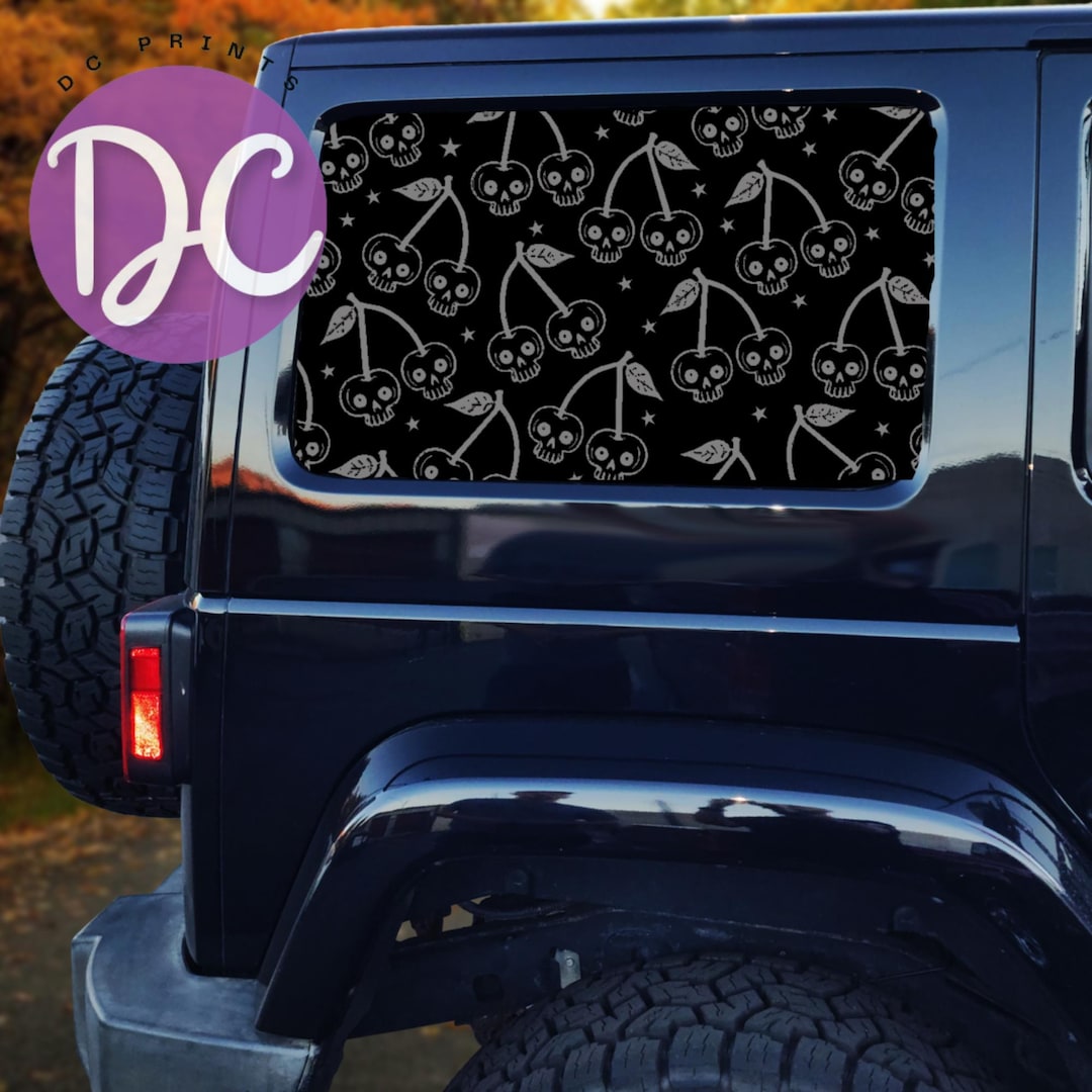 Cherry Skulls Car Decal, Car Window Decal, Vinyl Decal Sticker, Rear ...