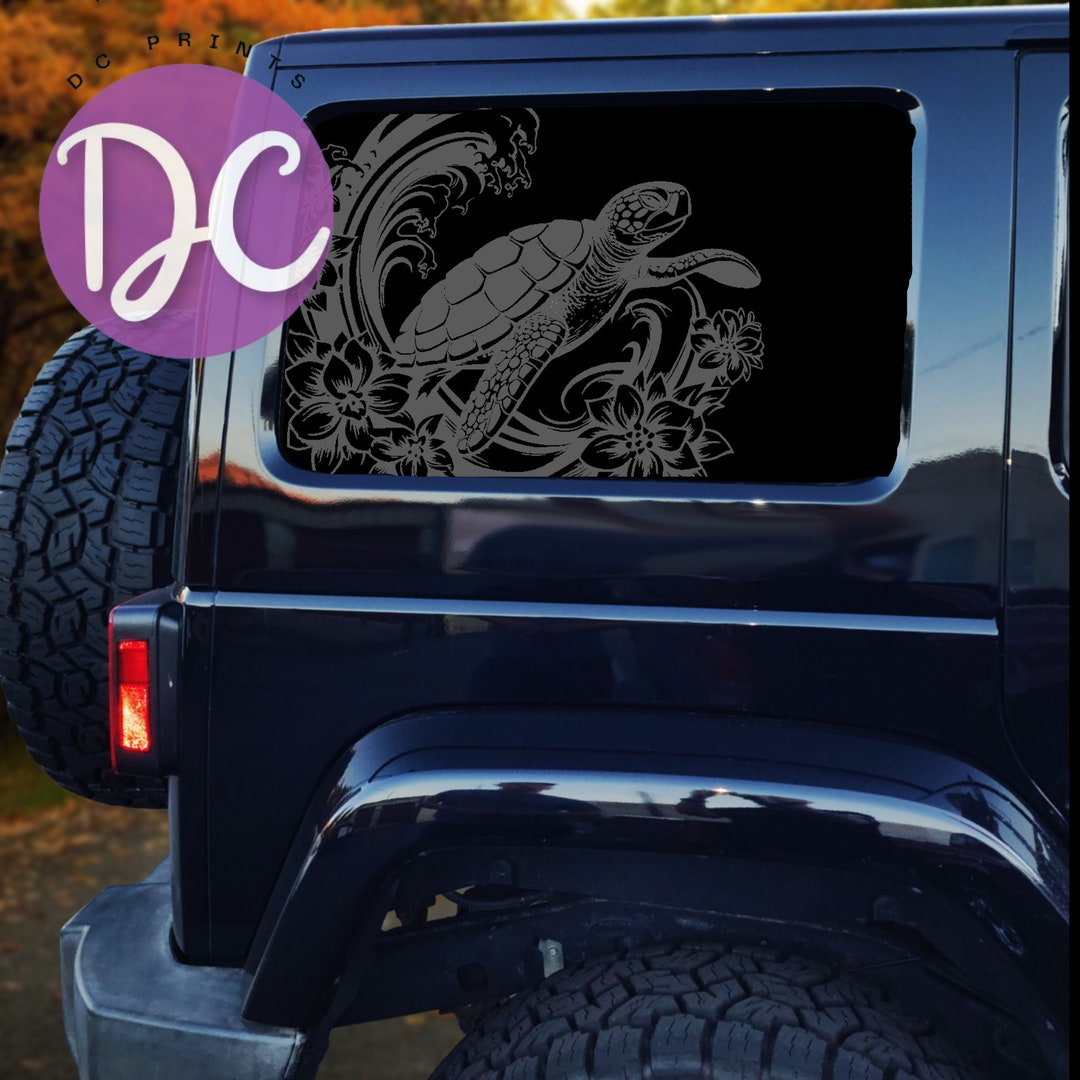 Ocean Sea Turtle Car Decal, Car Window Decal, Vinyl Decal Sticker, Rear ...