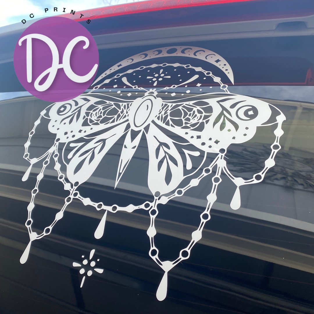 Moth Celestial Car Decal, Car Window Decal, Vinyl Decal Sticker, Car ...