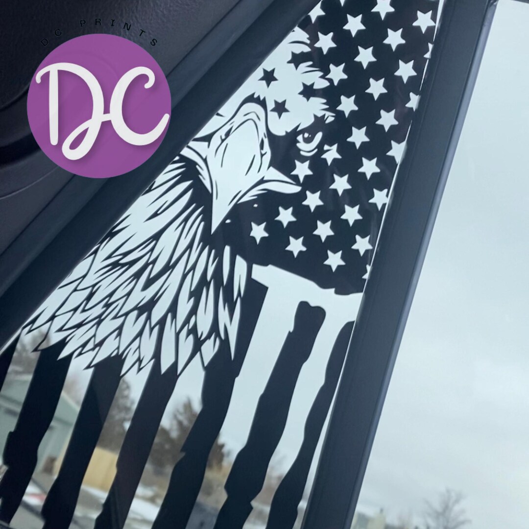Eagle American Flag Car Decal, Car Window Decal, Vinyl Decal Sticker ...