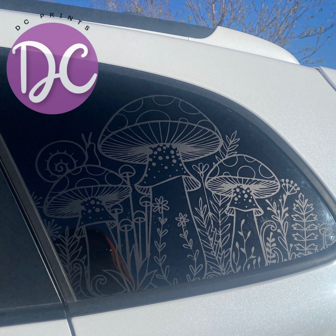 Mushroom Garden Car Decal, Car Window Decal, Vinyl Decal Sticker, Rear ...