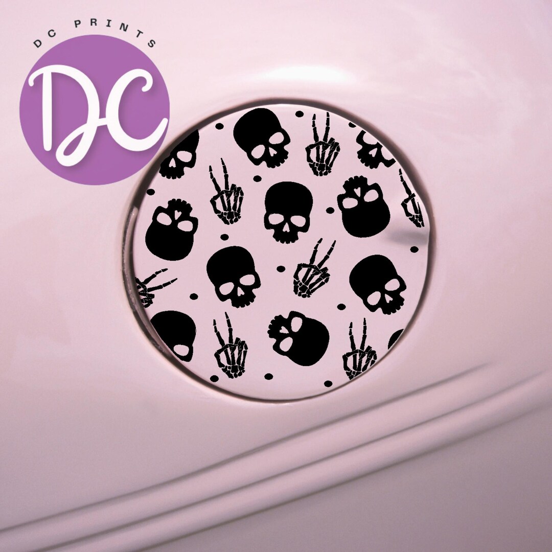 Skelly Skulls and Peace Fingers Gas Cap Car Decal, Car Window Decal ...
