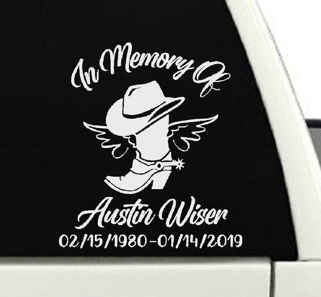 Cowboy Memorial Car Decal: Personalized Angel in Memory Of - Etsy