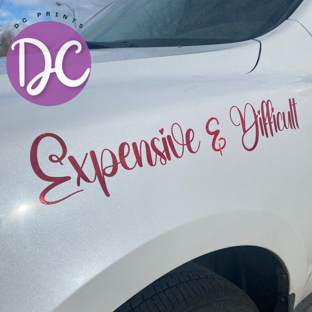 Expensive and Difficult Car Decal, Windshield Banner Decal, Vinyl Decal ...