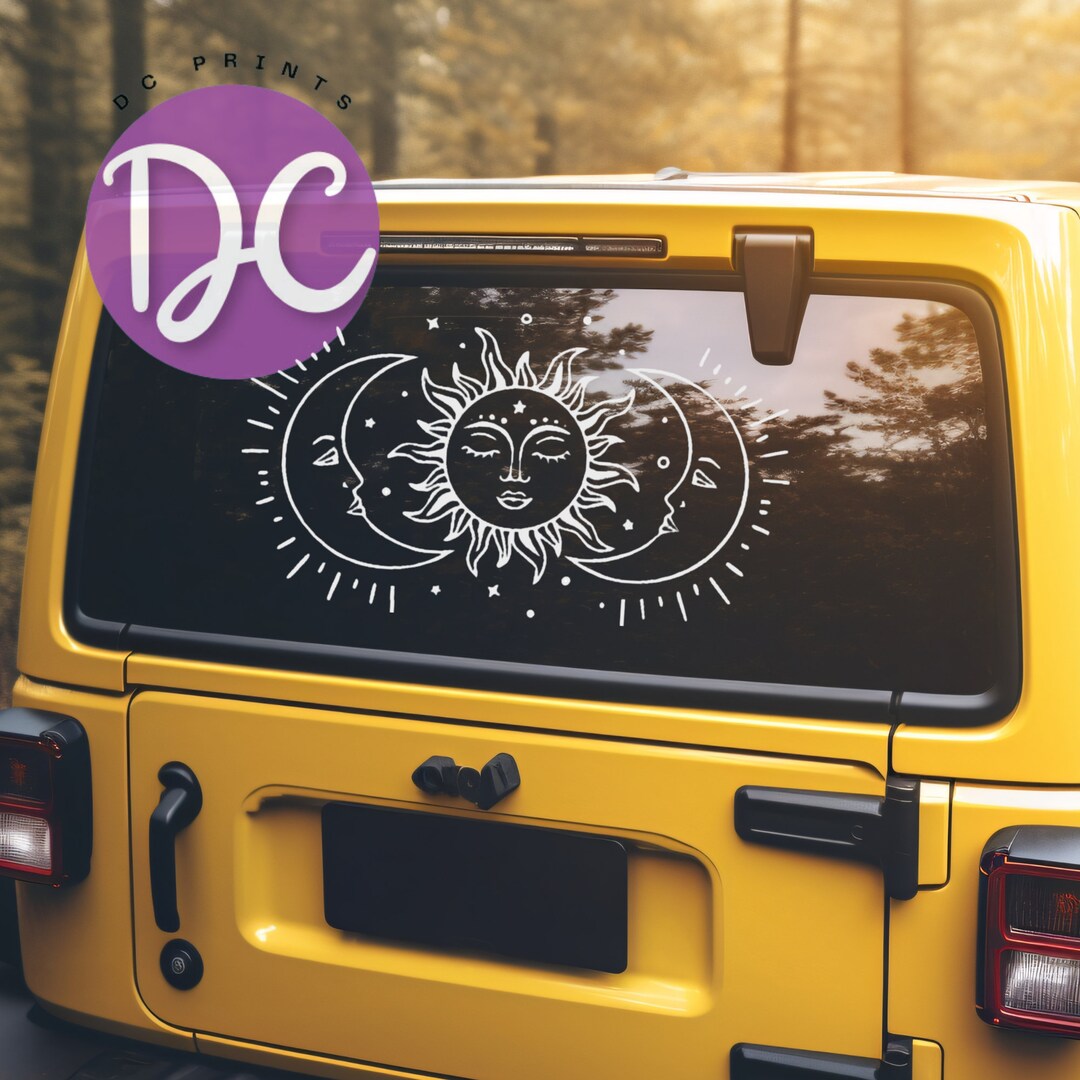 Sun and Moons Celestial Car Decal, Car Window Decal, Vinyl Decal ...