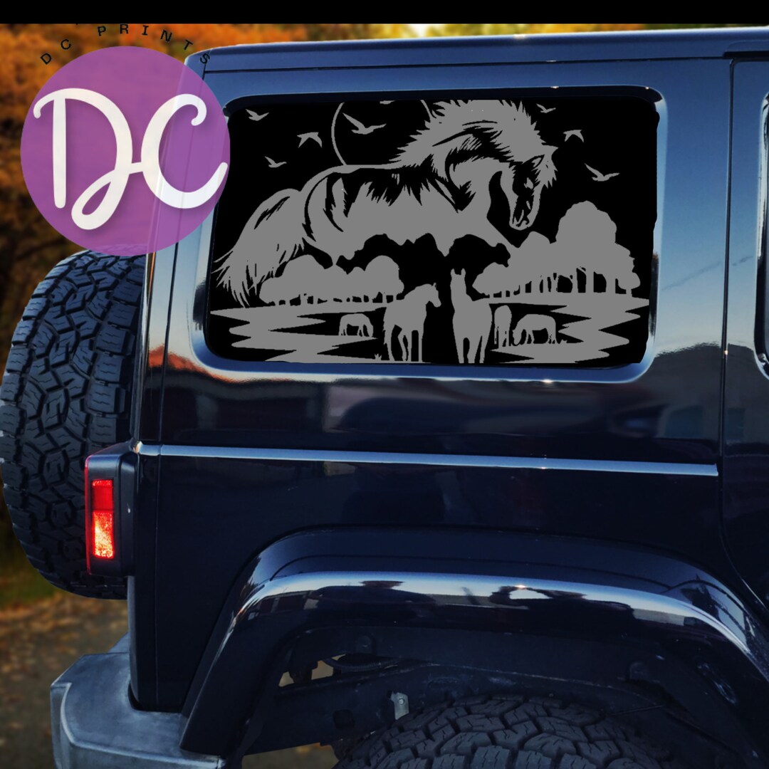 Horse Scene Car Decal, Car Window Decal, Vinyl Decal Sticker, Rear ...