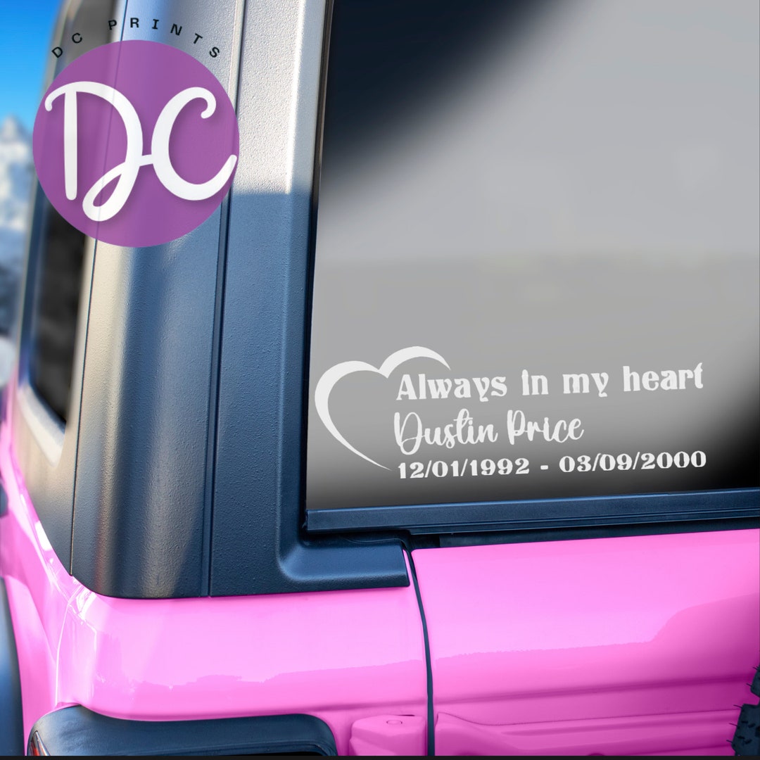 Memorial Car Decal, in Memory of Decal, Vinyl Decal Sticker, Rear ...