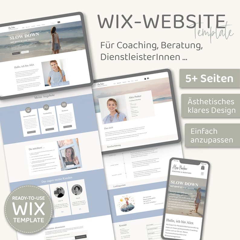 Professional Wix Website Template for Coaching, Consulting & Service Providers, 5+ Pages, Create ...