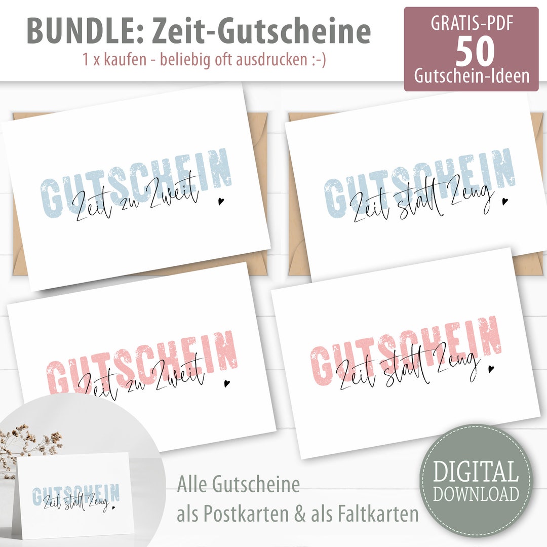 BUNDLE: Time Vouchers time Instead of Stuff & time for Two, Gift ...