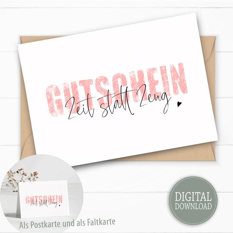 Gutschein ZEIT statt Zeug Geschenk-Gutschein zum Ausdrucken, als ...