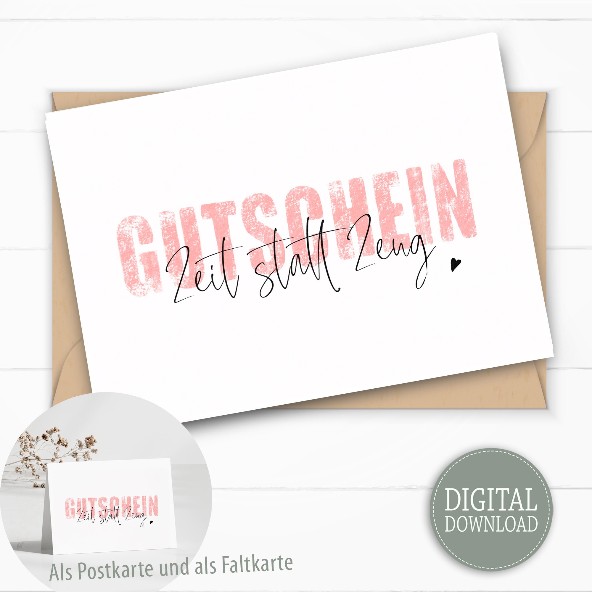 Gutschein ZEIT statt Zeug Geschenk-Gutschein zum Ausdrucken, als ...