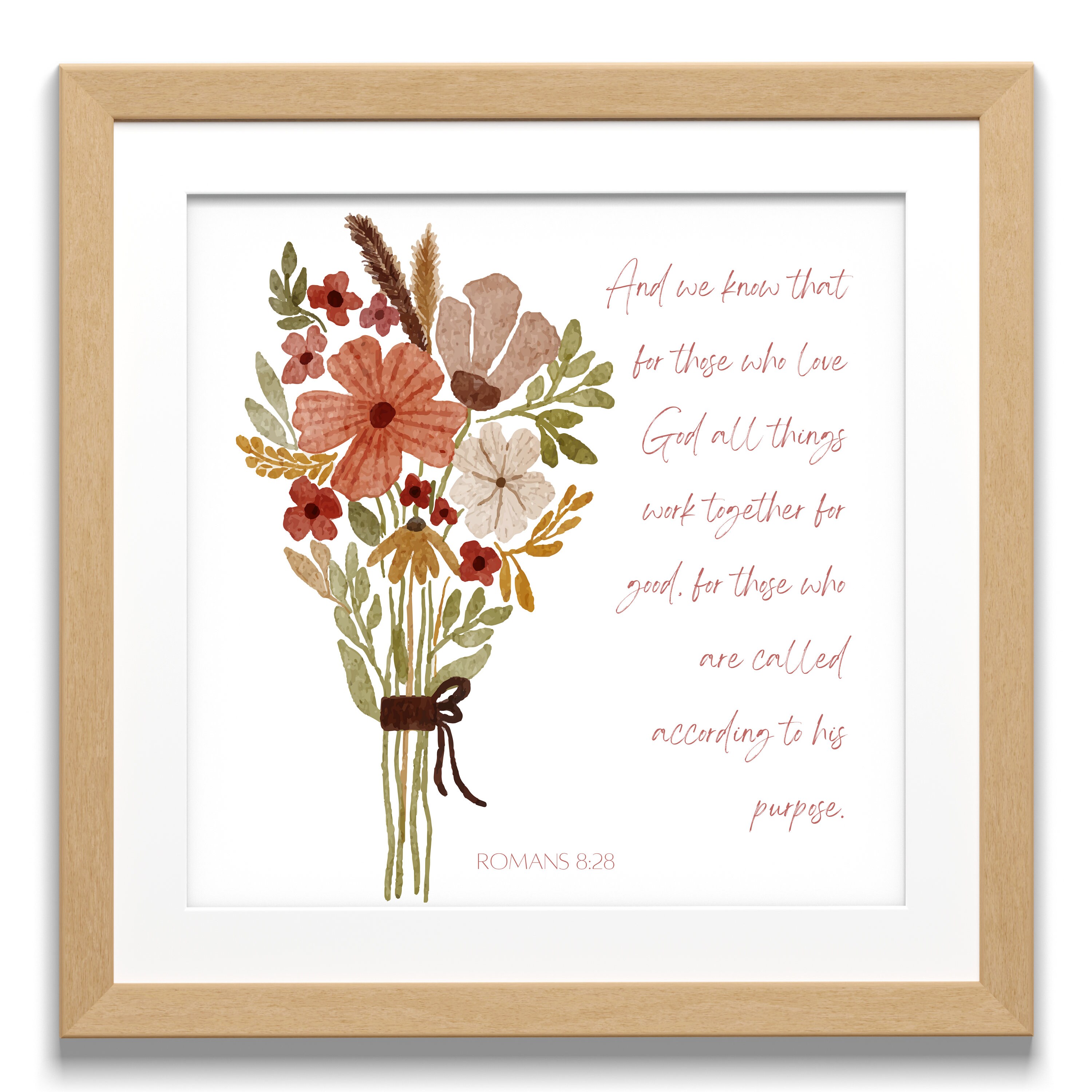 Romans 8:28 Watercolor Digital Wall Art; Printable Bible Art; Biblical ...
