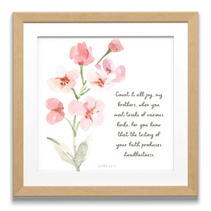 James 1:2-3 Watercolor Digital Wall Art; Scripture Wall Art; Multiple ...