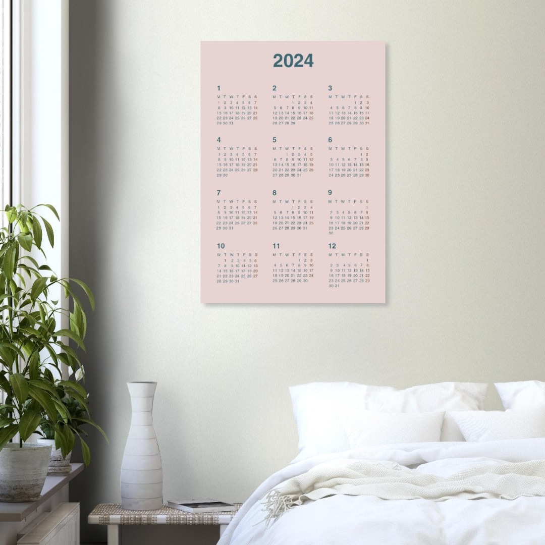 2024 Poster Calendar Pink, High Quality Matte Paper, Year Planner ...