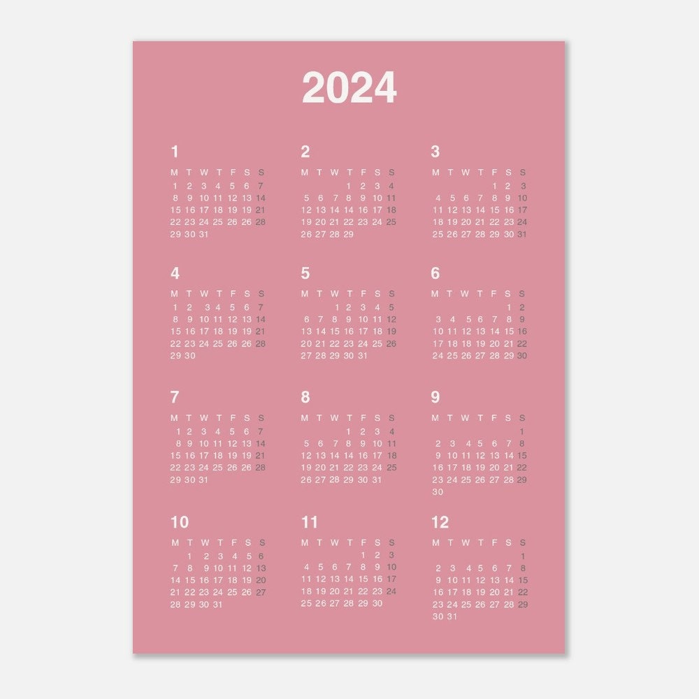 2024 A1 Poster Calendar, Premium Matte Paper, A1 Year Planner, A1 ...