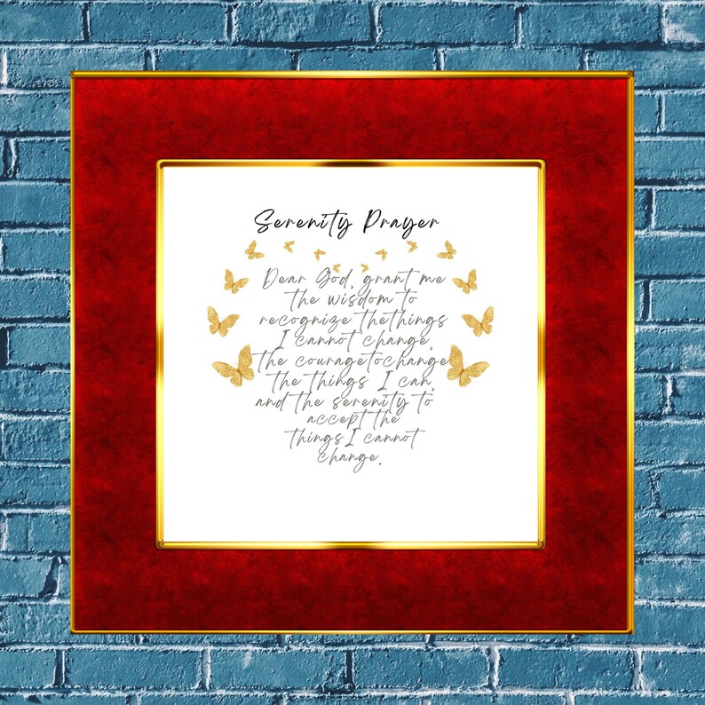 SERENITY PRAYER Digital Poster,30x30cm, A4,christian Wall Art ...