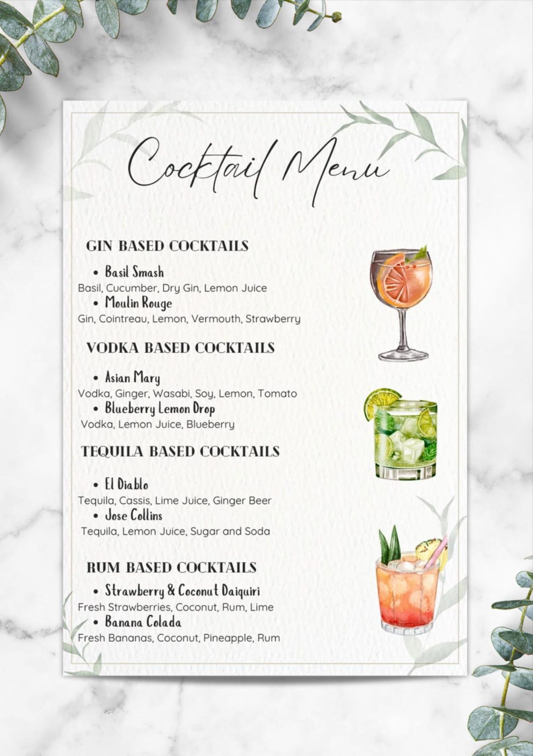 Cocktail Menu - Etsy