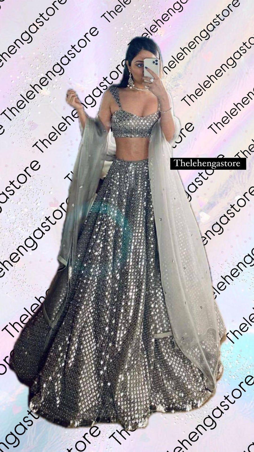 Grey Lehenga Choli for Women Party Wear Outfits Indian Ready to Wear ...
