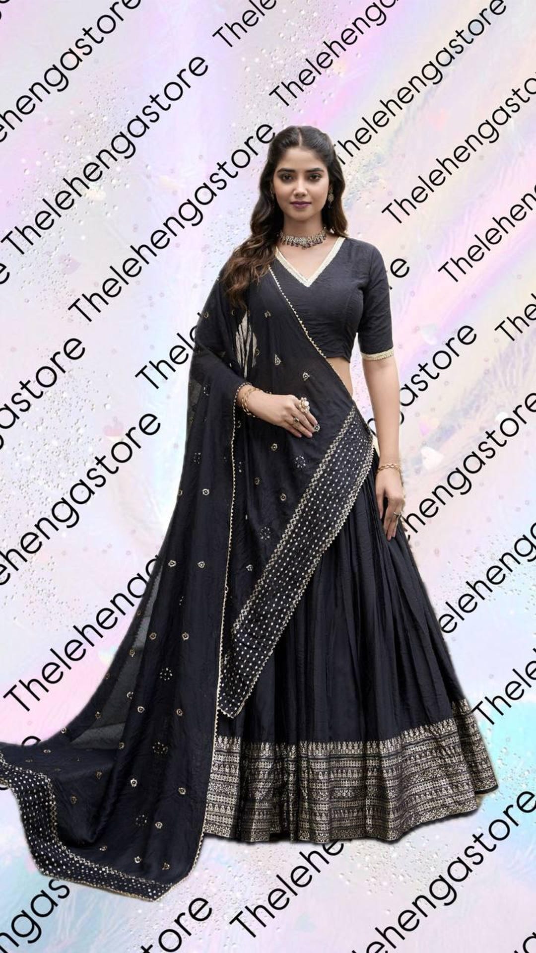 Black Simple Ready to Wear Sabyasachi Lengha Choli With Covered Back ...