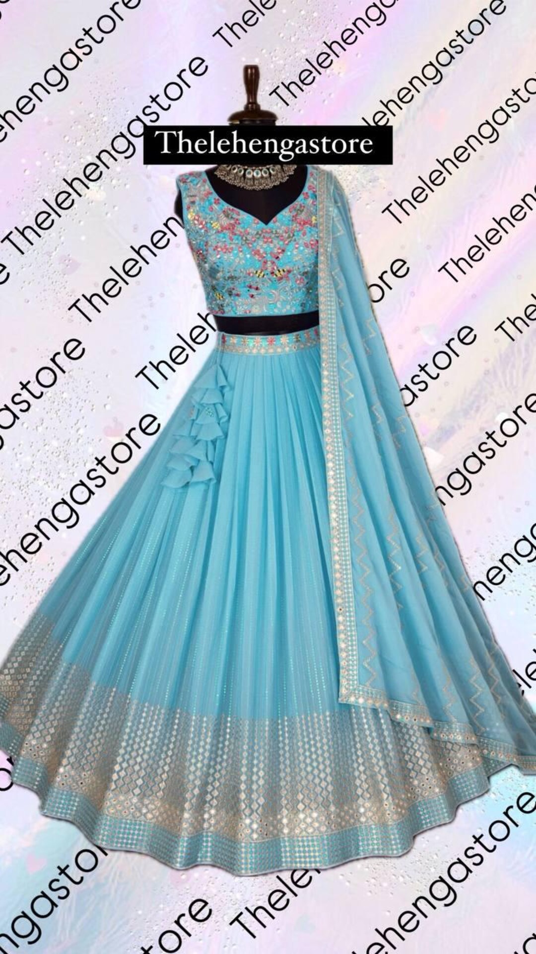 Sky Blue Party Wear Lehenga Choli for Women Ready to Wear Indian ...