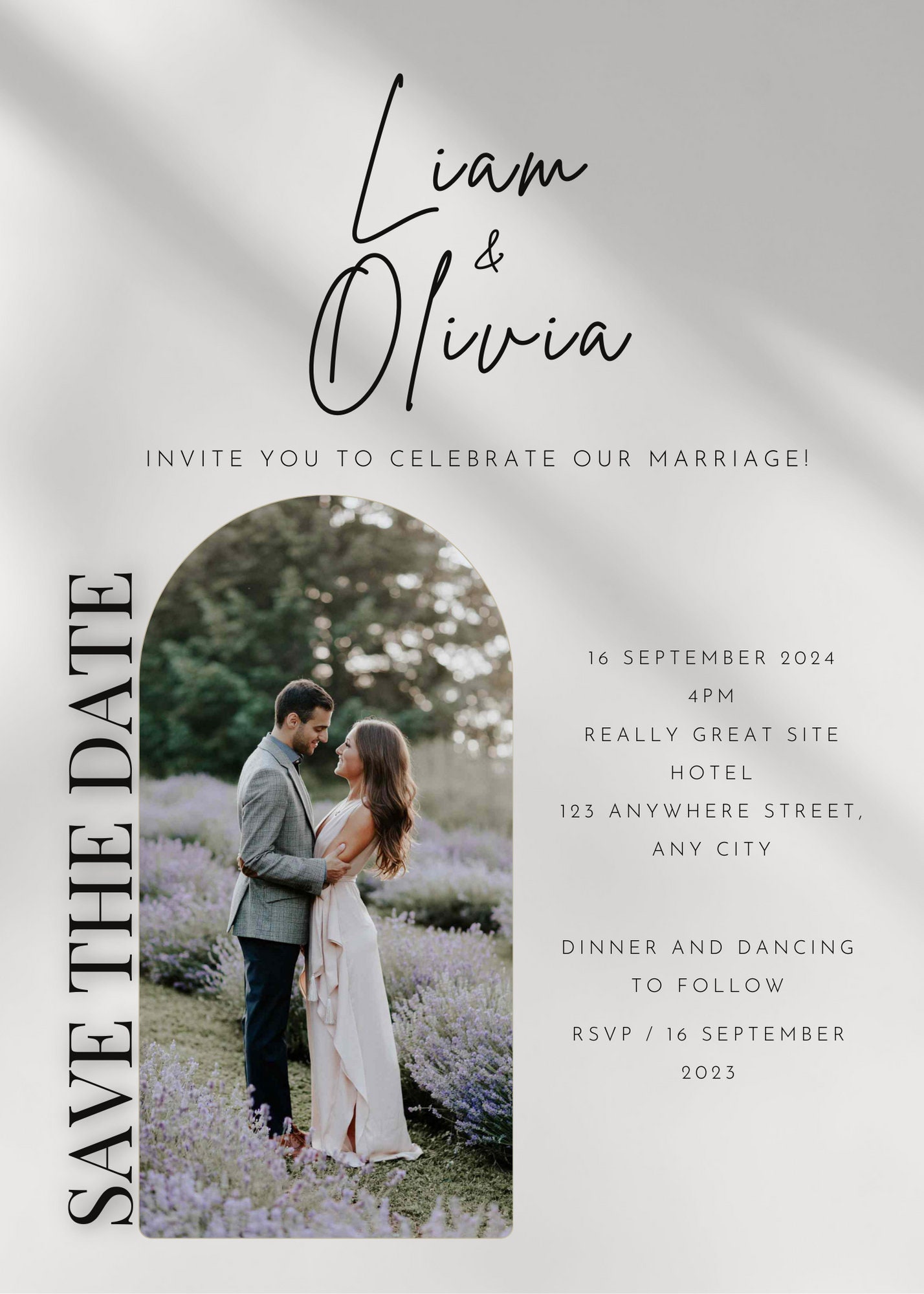 Digital Wedding Invitation Save the Date Template, Editable Canva ...