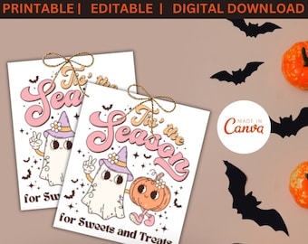 EDITABLE Halloween Party Favor Tags, Halloween Treat Tags, Halloween ...
