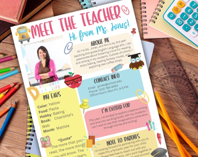 Meet the Teacher Template Canva Template Editable Template Back to ...
