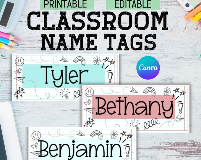 Editable Desk Name Tags for Students | | Cursive Desk Nameplates With ...