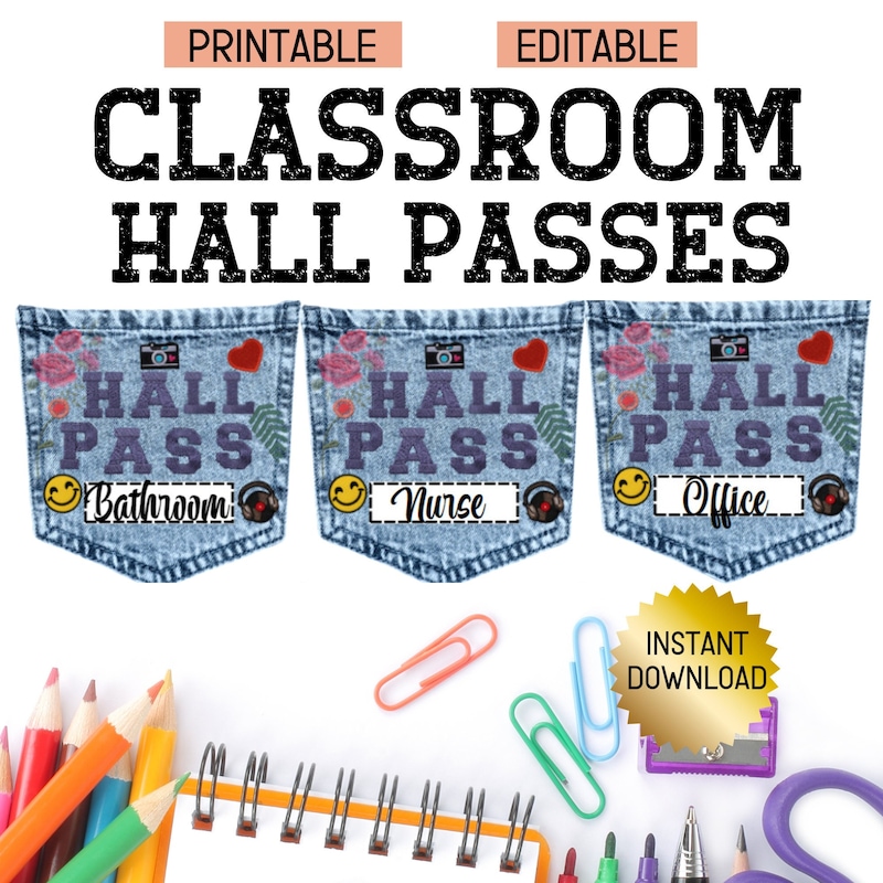 Classroom Hall Passes Template - Etsy