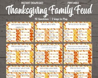 Thanksgiving Friendly Feud Game | Printable Thanksgiving Game ...