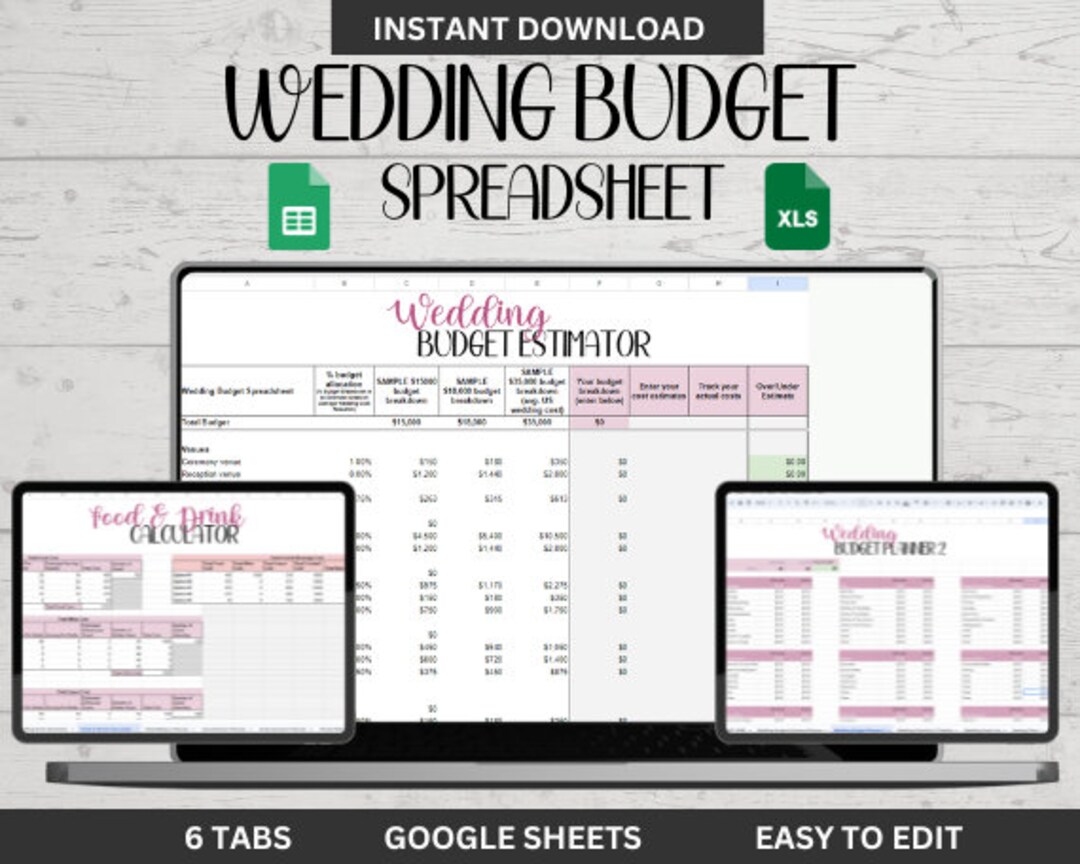 Wedding Budget Spreadsheet, Wedding Planner Google Sheets, Wedding ...