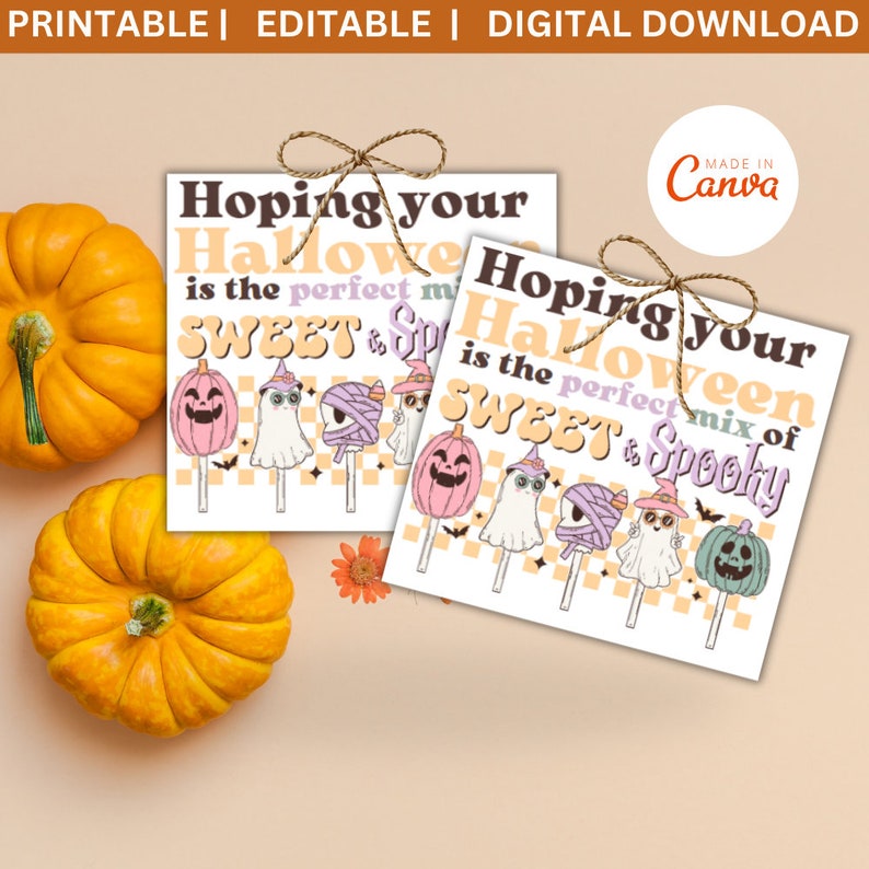 EDITABLE Halloween Party Favor Tags, Halloween Treat Tags, Halloween ...
