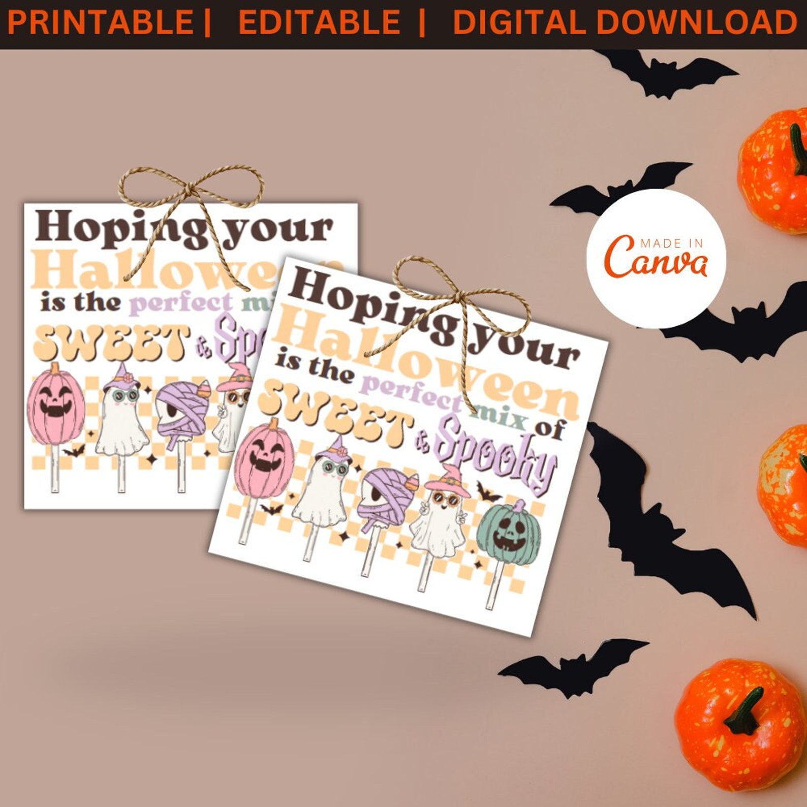 EDITABLE Halloween Party Favor Tags, Halloween Treat Tags, Halloween ...