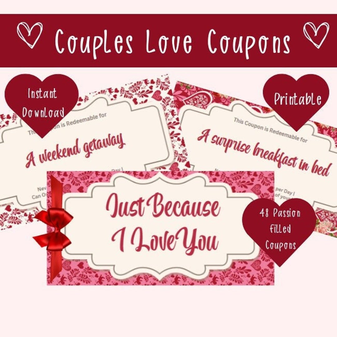 PRINTABLE Love Coupons, Love Coupon Book, Gifts for Him, Gifts for Her ...