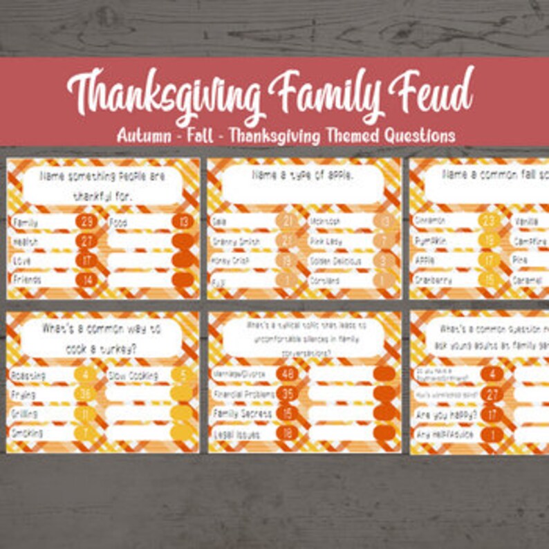 PRINTABLE Thanksgiving Friendly Feud Game | Printable Games ...