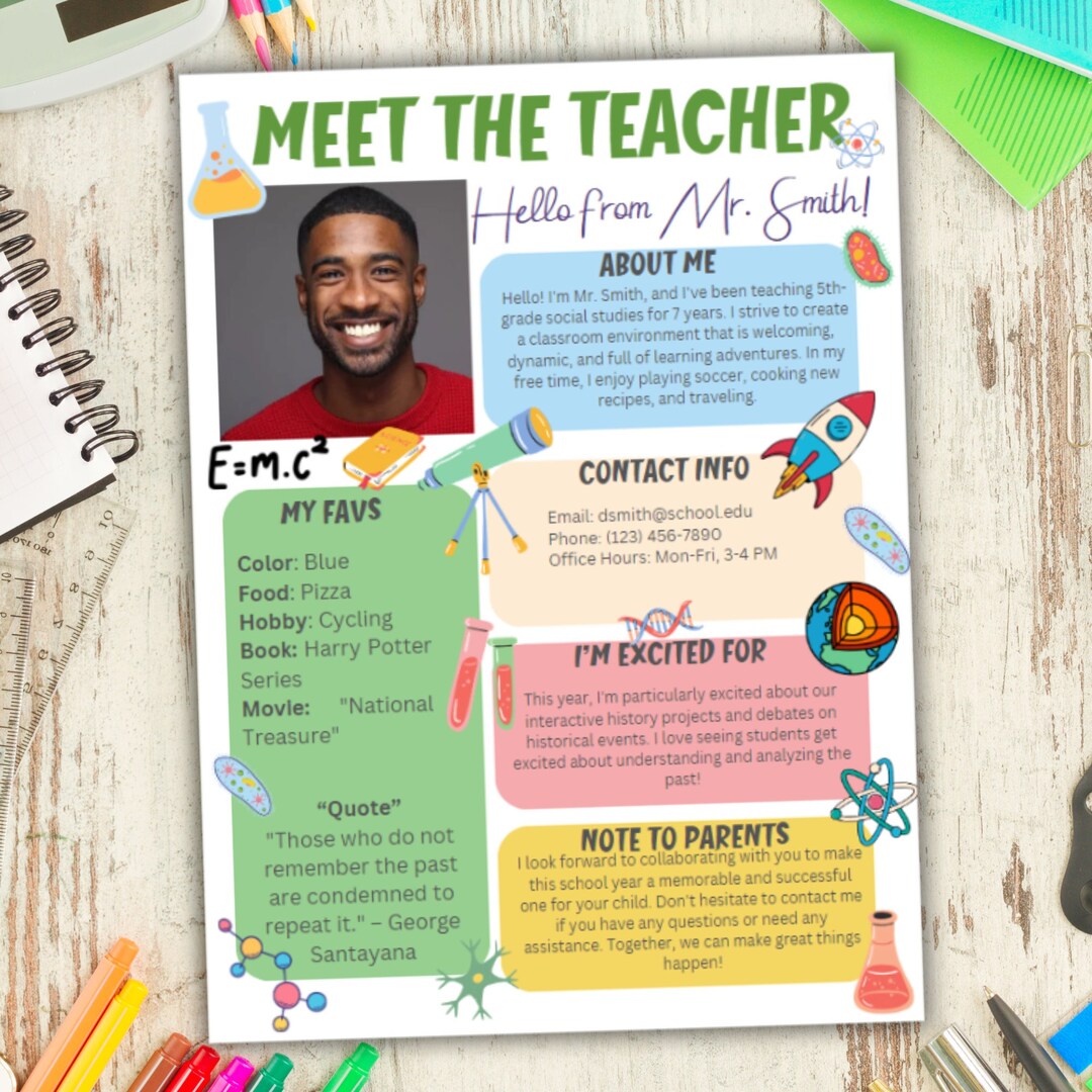 Editable Meet the Teacher Template - Back to School Introduction, First ...