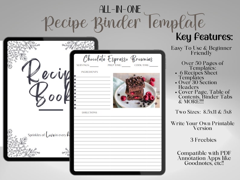 EDITABLE Recipe Binder Template, Recipe Binder Kit, Recipe Binder ...