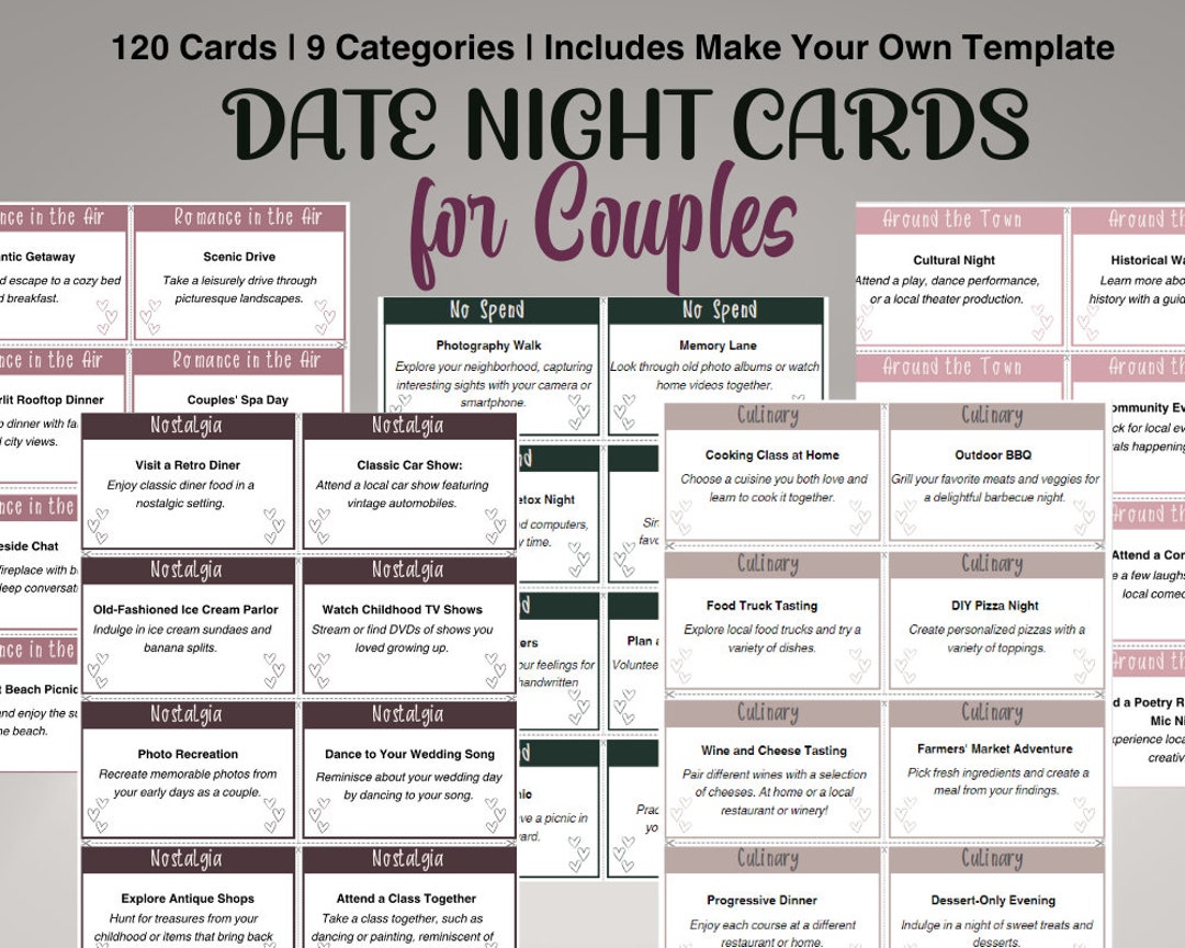 Editable Date Night Cards, Printable Date Night Jar, Date Night Ideas ...