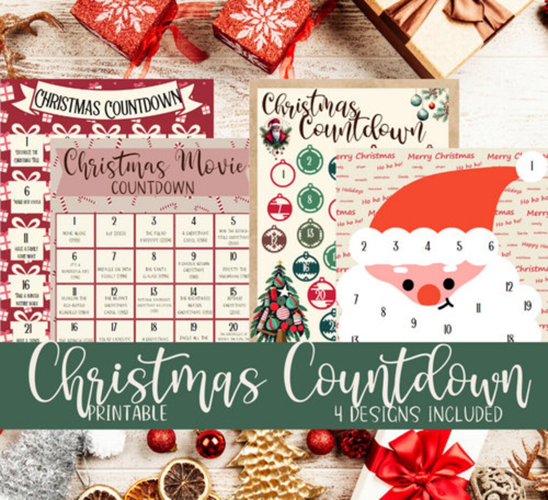 Christmas Countdown Printable, Christmas Countdown Calendar, Advent ...