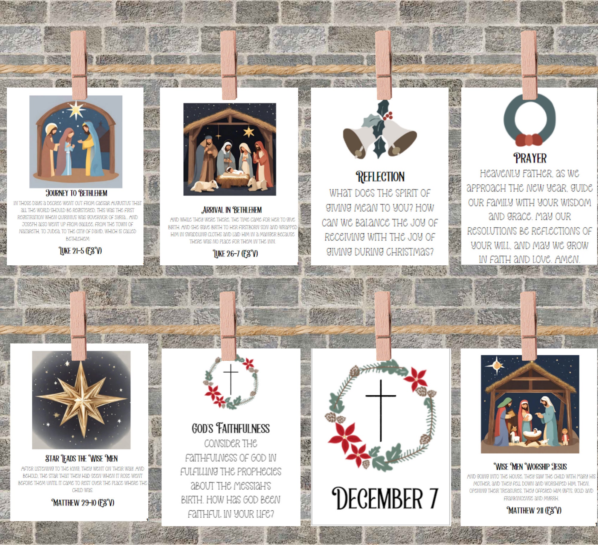 Nativity Advent Calendar Printable: Christmas Story Cards (digital ...