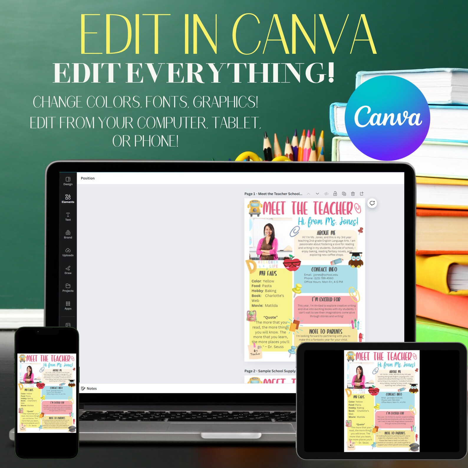 Editable Meet the Teacher Template - Back to School Introduction, First ...