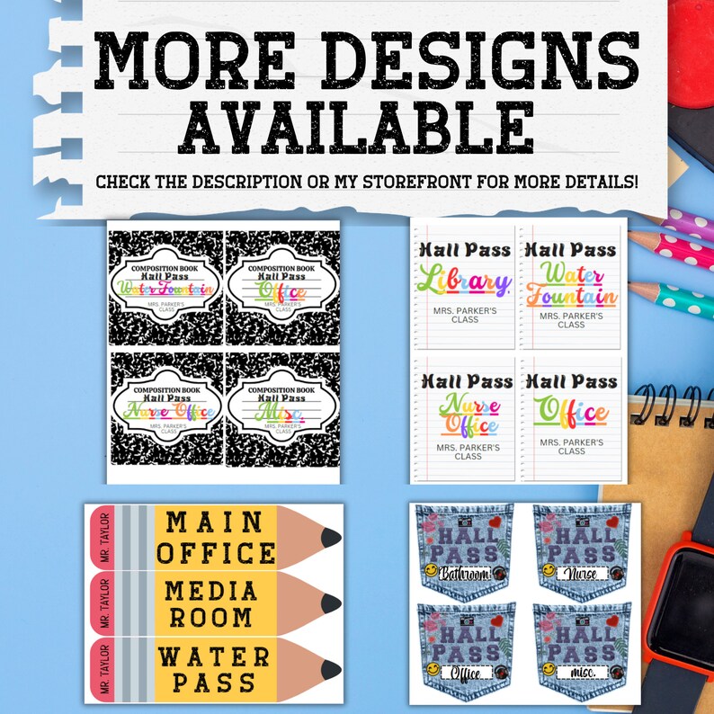 Classroom Hall Pass Printable| Instant Download| Hall Pass Template ...