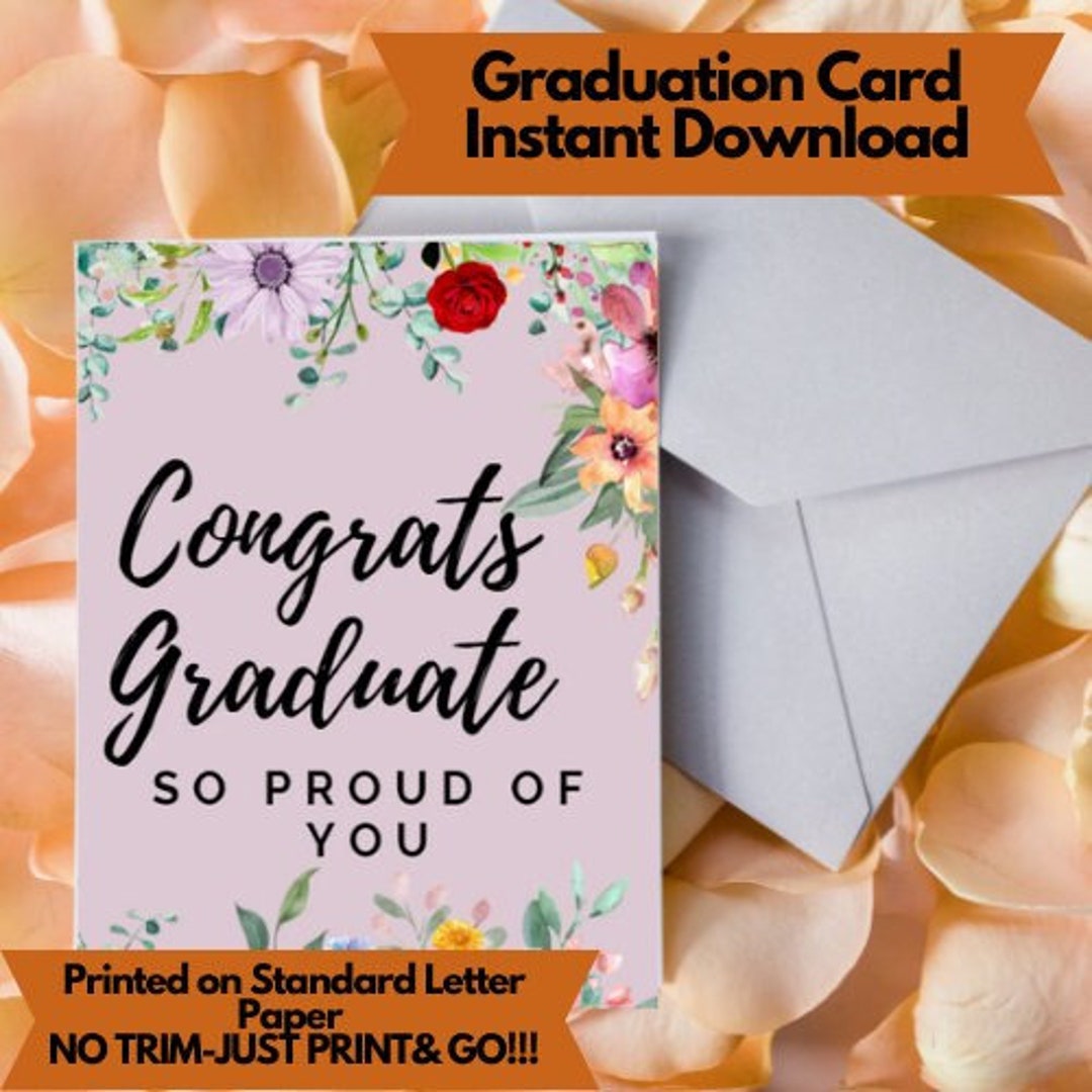 Printable Graduation Card Folded Card for Grad Template - Etsy