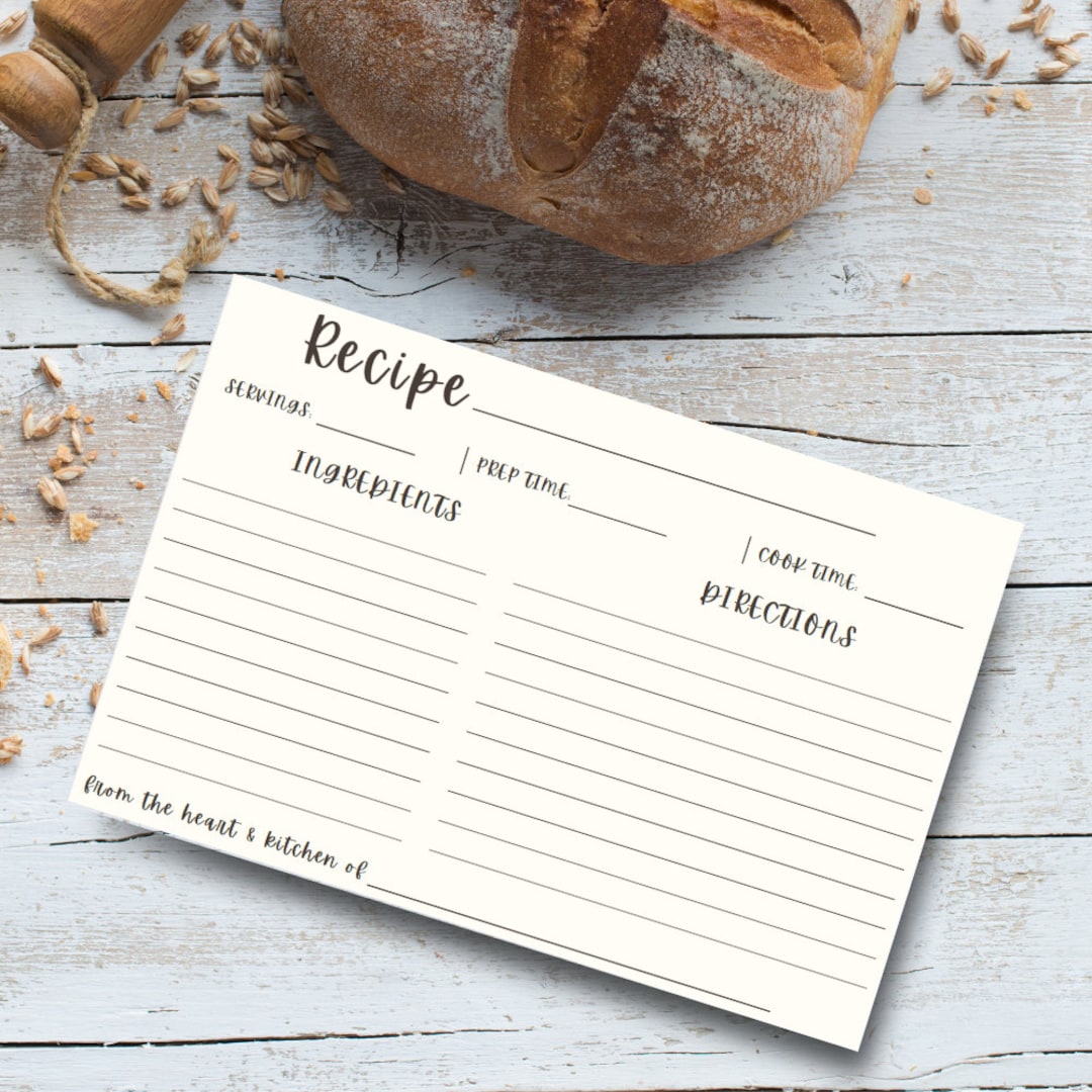 Editable Recipe Card Template, Printable Recipe Card, Simple Recipe ...