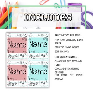 Editable Student Locker Tags & Name Tags for Classroom - Customizable ...